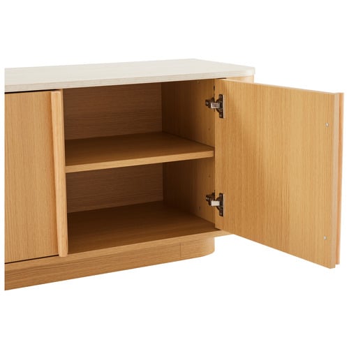 Temple & Webster Talia 4 Door Travertine-Look TV Unit