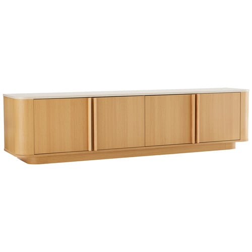 Temple & Webster Talia 4 Door Travertine-Look TV Unit