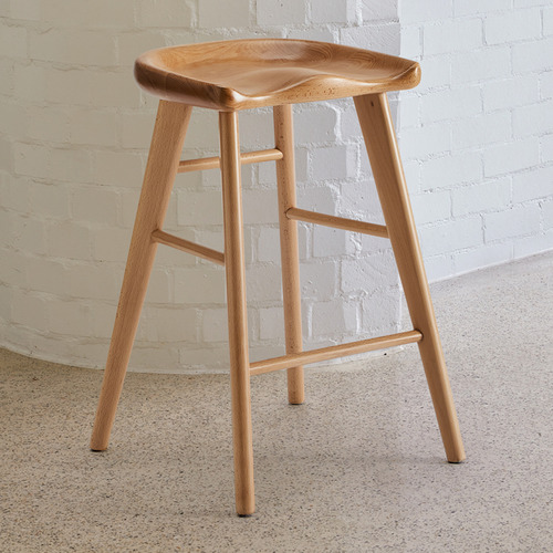 63cm Sella Beech Wood Bar Stool | Temple & Webster