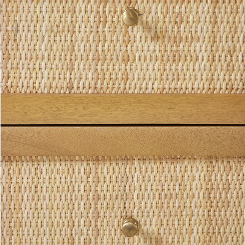 Alexandra Curved Mango Wood & Rattan Bedside Table | Temple & Webster