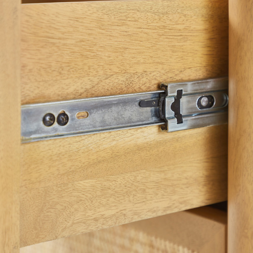 Alexandra Curved Mango Wood & Rattan Bedside Table | Temple & Webster