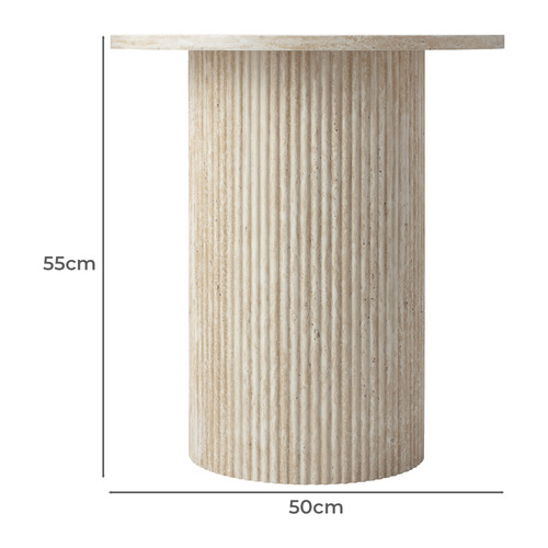 Temple & Webster Tilly Travertine-Look Side Table