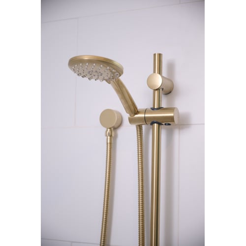 Temple & Webster Clovelly Brushed Gold Round Rail Shower