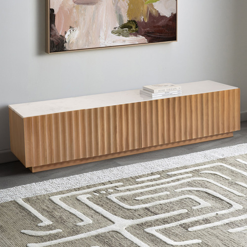 Temple & Webster Mia Mango Wood & Marble TV Unit