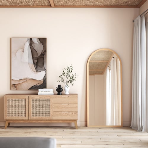 Temple & Webster Natural Timber Arched Full Length Mirror