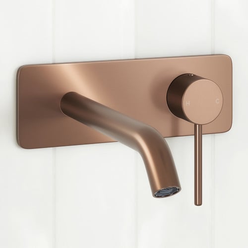 Clovelly 200mm Bronze Wall Tapware & Shower Package | Temple & Webster