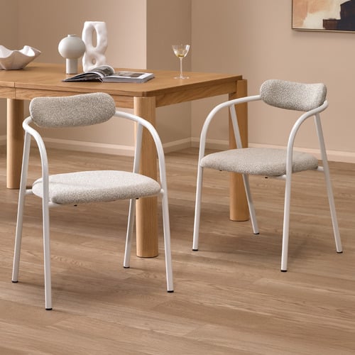 Tuba Boucle Dining Chairs | Temple & Webster
