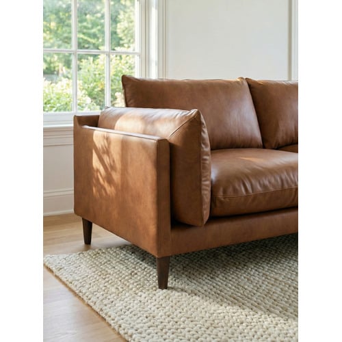 Temple & Webster Terry 3 Seater Premium Genuine Leather Sofa