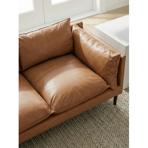 Temple & Webster Terry 3 Seater Premium Genuine Leather Sofa