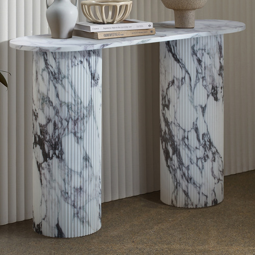 Temple & Webster Tilly Viola Marble-Look Console Table