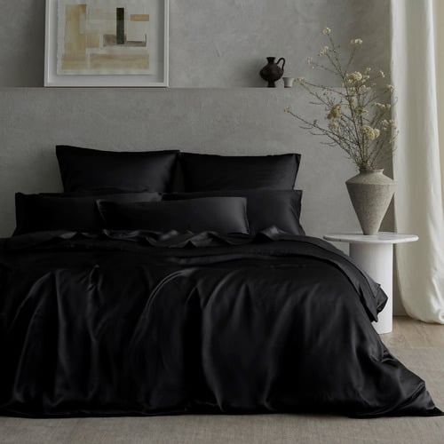 Radisson Home Black Hypnos Mulberry Silk Quilt Cover Set | Temple & Webster