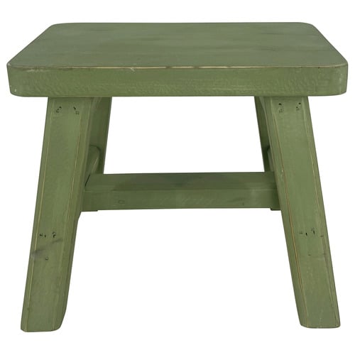 High St. Green Antique-Style Fir Wood Footstool | Temple & Webster
