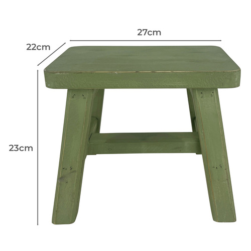 High St. Green Antique-Style Fir Wood Footstool | Temple & Webster