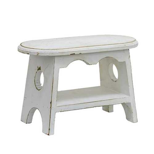High St. White Antique-Style Fir Wood Footstool | Temple & Webster