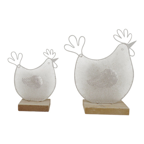 High St. 2 Piece Natural & White Chooks Ornament Set | Temple & Webster