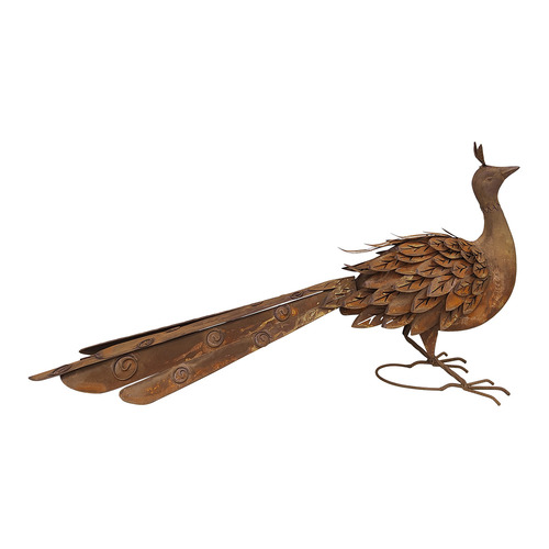 High St. Rust Peacock Garden Statue | Temple & Webster