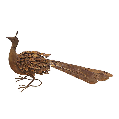 High St. Rust Peacock Garden Statue | Temple & Webster