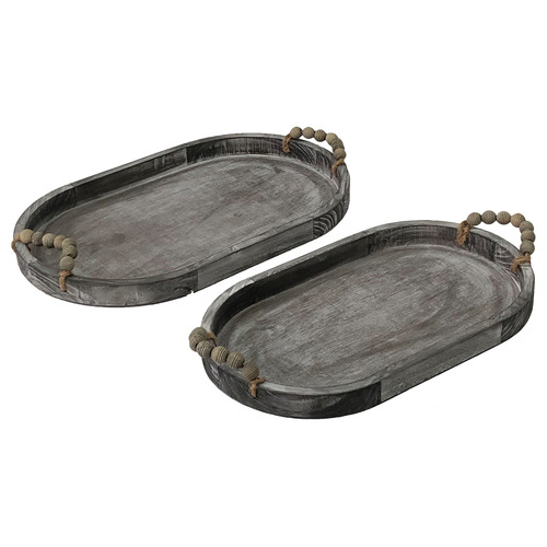 2 Piece Black Rustic Decorative Tray Set | Temple & Webster