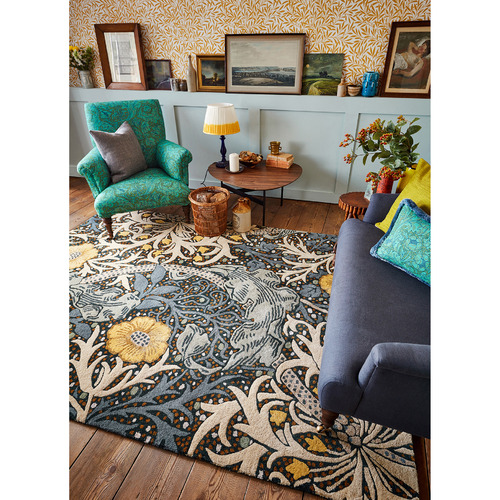 Teal Seaweed Hand-Tufted Wool-Blend Rug | Temple & Webster