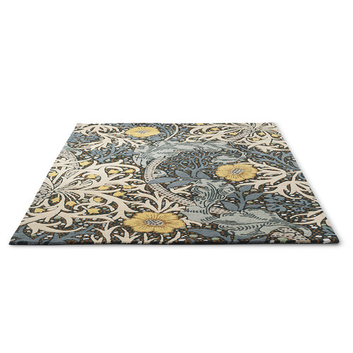 Teal Seaweed Hand-Tufted Wool-Blend Rug | Temple & Webster