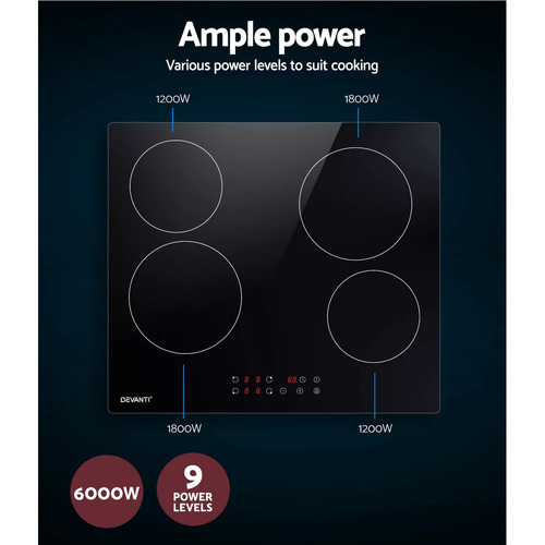 Dwell Home Devanti 60cm 4 Zone Touch Ceramic Glass Cooktop | Temple ...
