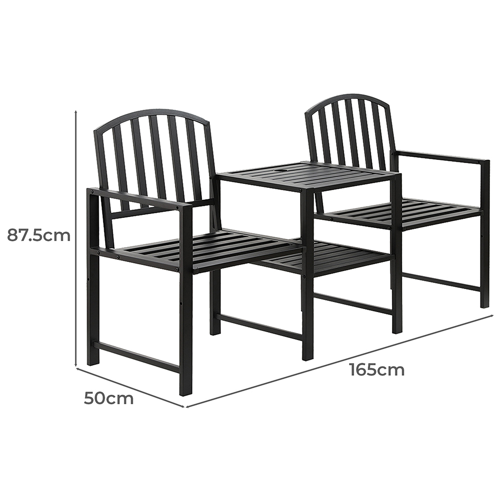 Dwell Home 2 Seater Donovan Steel Outdoor Jack & Jill | Temple & Webster