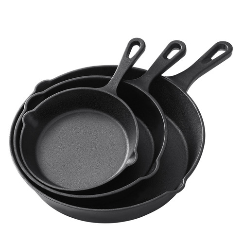 3 Piece Payton Cast Iron Frying Pan Set | Temple & Webster