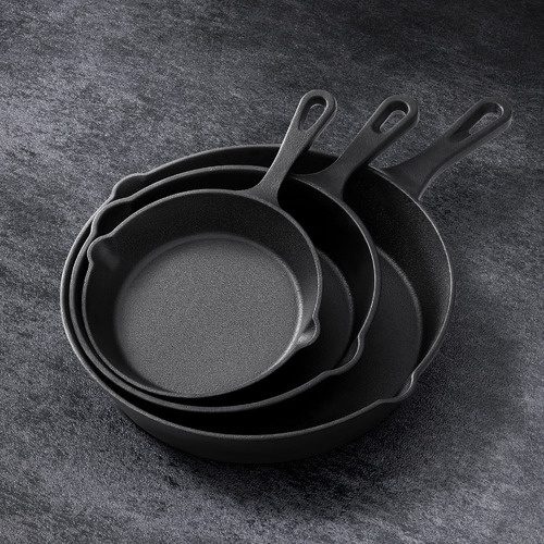 3 Piece Payton Cast Iron Frying Pan Set | Temple & Webster