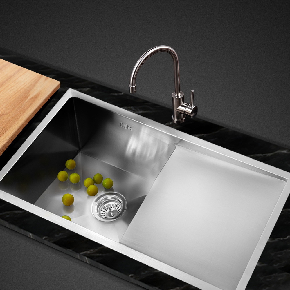 Dwell Home Alta 870mm Single Kitchen Sink with Drainer | Temple & Webster