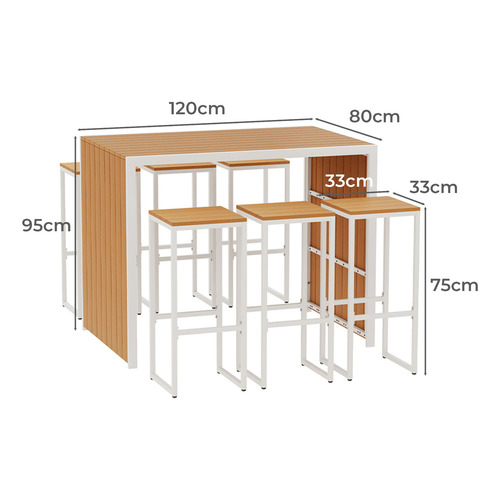 Dwell Home 6 Seater Corleone Outdoor Bar Table & Stool Set | Temple & Webster