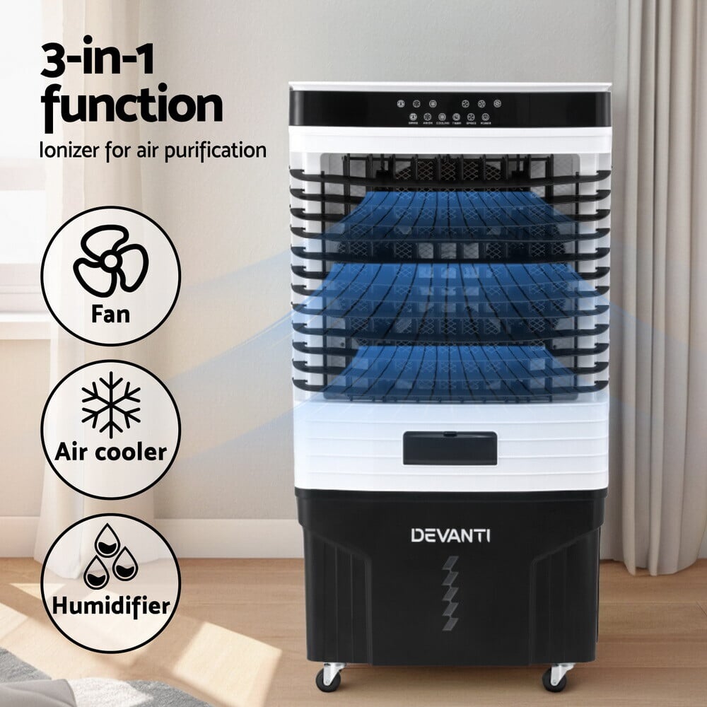 Devanti 60L Evaporative Air Cooler with Remote | Temple & Webster