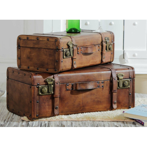 2 Piece Truscott Leather Trunk Set | Temple & Webster