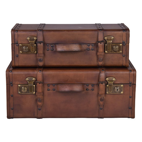 2 Piece Truscott Leather Trunk Set | Temple & Webster
