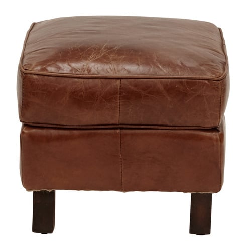 Chartwell Home Curved Leg Inigo Leather Ottoman | Temple & Webster