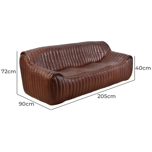 Chartwell Home Lucas 3 Seater Cowhide Leather Sofa | Temple & Webster