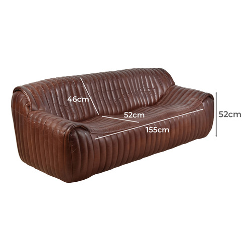 Chartwell Home Lucas 3 Seater Cowhide Leather Sofa | Temple & Webster