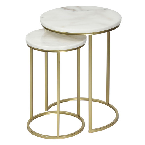 Maddison Lane 2 Piece Marley Marble Nesting Side Table Set | Temple ...