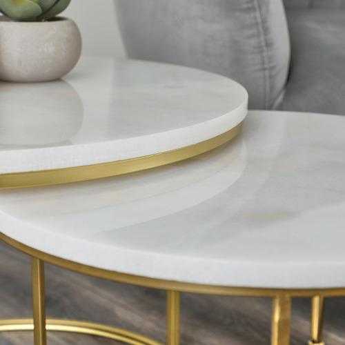 Maddison Lane 2 Piece Courtney Marble Nesting Coffee Table Set | Temple ...