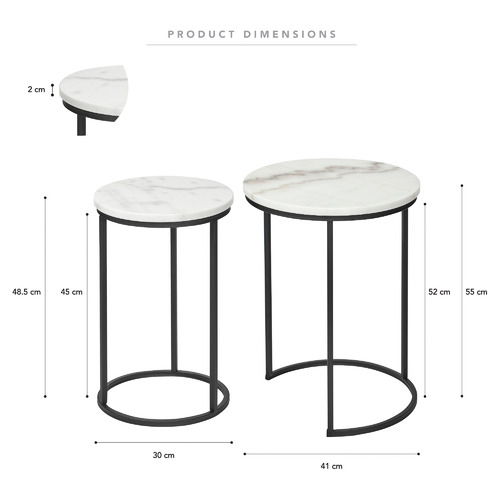 Maddison Lane 2 Piece Marley Marble Nesting Side Table Set | Temple ...