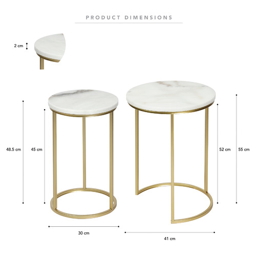 Maddison Lane 2 Piece Marley Marble Nesting Side Table Set | Temple ...