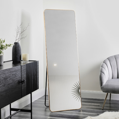 Maddison Lane Elle Rectangular Stainless Steel Standing Mirror | Temple ...