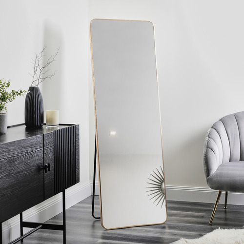 Maddison Lane Elle Rectangular Stainless Steel Standing Mirror | Temple ...