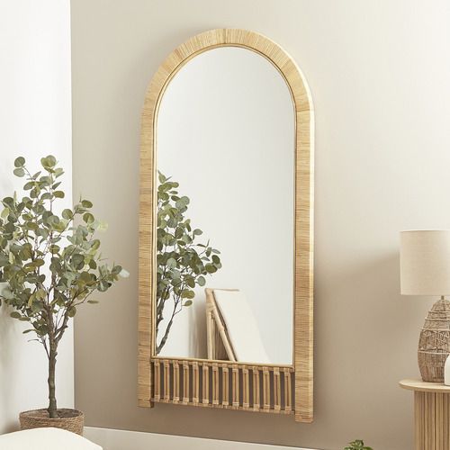 Maddison Lane Linus Arched Rattan Full Length Mirror | Temple & Webster