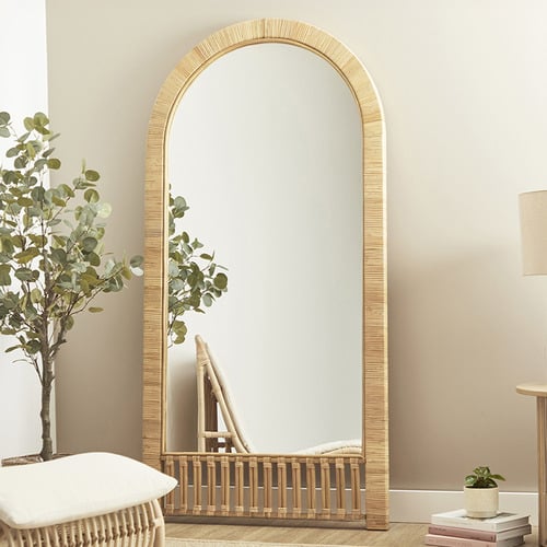 Maddison Lane Linus Arched Rattan Full Length Mirror | Temple & Webster