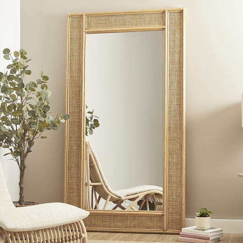 Maddison Lane Sixtus Rattan Full Length Mirror | Temple & Webster