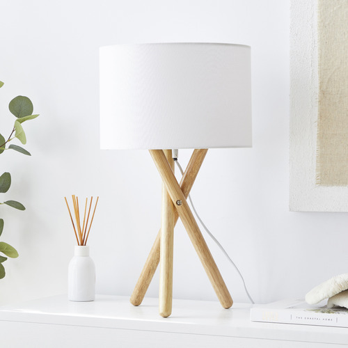 52cm Alira Rubberwood Table Lamp | Temple & Webster