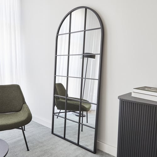 Black Safiya Arched Full Length Mirror | Temple & Webster