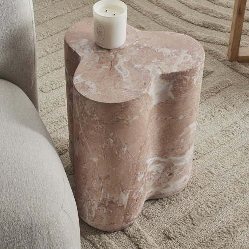 Maddison Lane Tea Rose Dunn Faux Marble Side Table | Temple & Webster