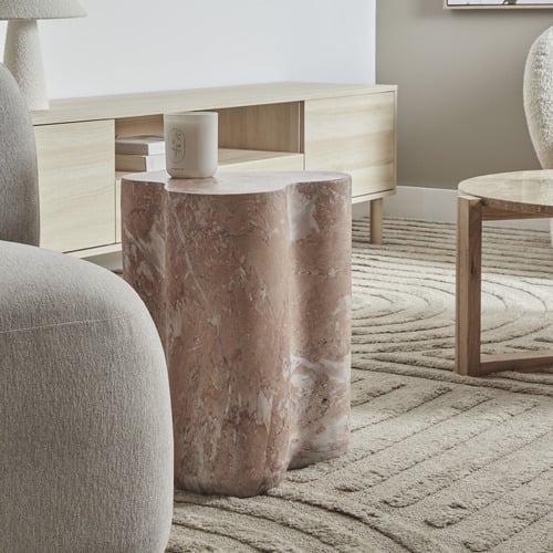 Maddison Lane Tea Rose Dunn Faux Marble Side Table | Temple & Webster