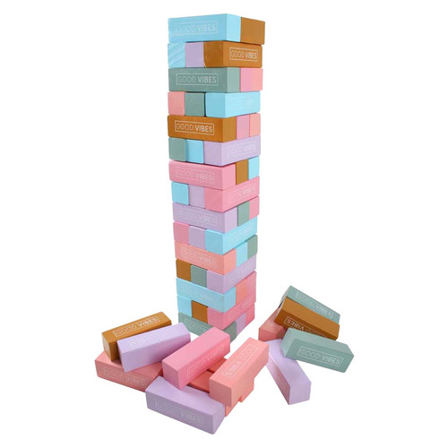 Good Vibes Good Vibes 54 Piece Pine Wood Jumbo Toppling Tower Game Set ...